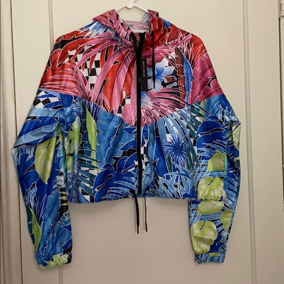 Nike | Jackets & Coats | Nwt Nike Multicolored Cropped Loose Fit Jacket ...